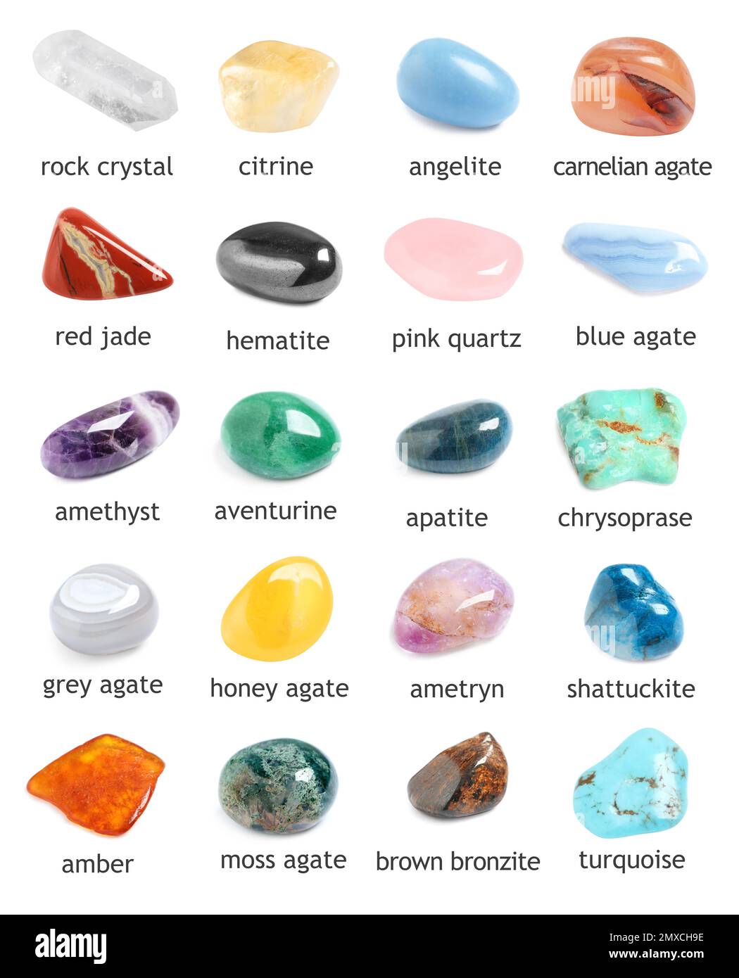 Collection of different gemstones on white background Stock Photo - Alamy