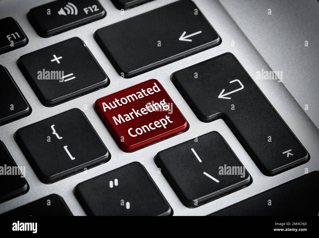 Modern laptop keyboard with text AUTOMATED MARKETING CONCEPT on button, closeup Stock Photo - Alamy