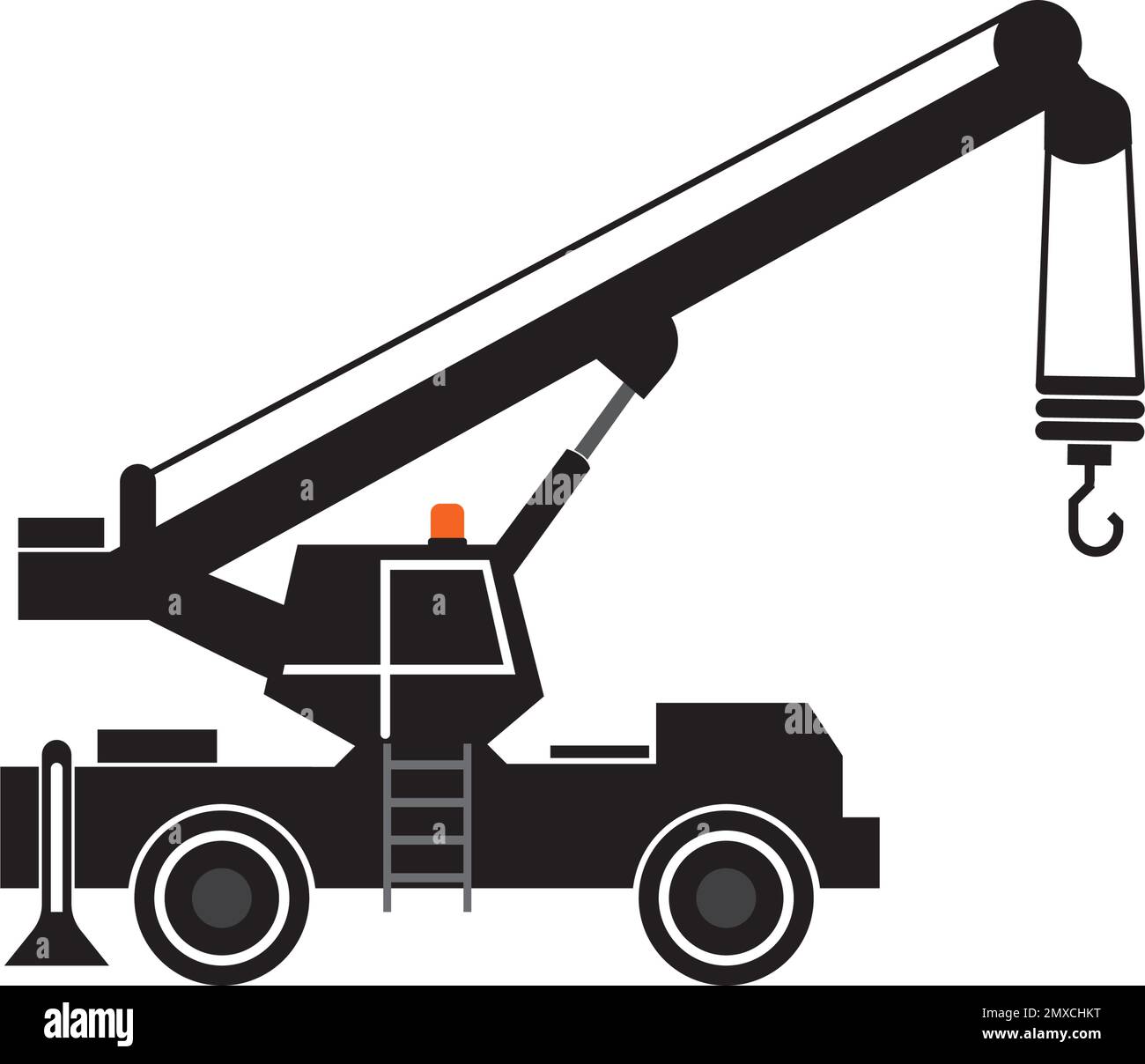 Crane truck vector icon illustration logo design,construction vehicle ...