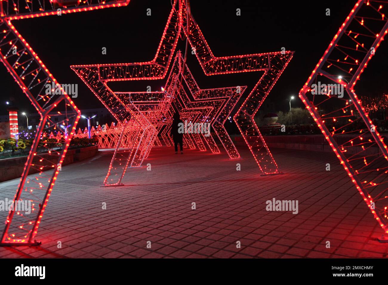 Light show in Hami City, northwest China's Xinjiang Uygur Autonomous ...