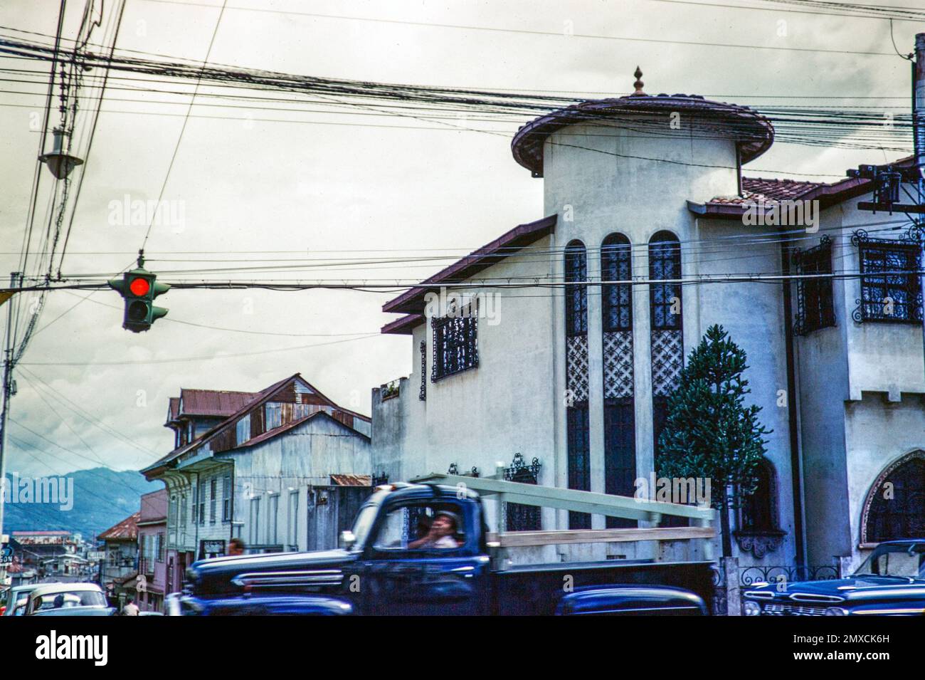 Traffic lights and vehicles in city, San Juan, Puerto Rico 1961 Stock ...