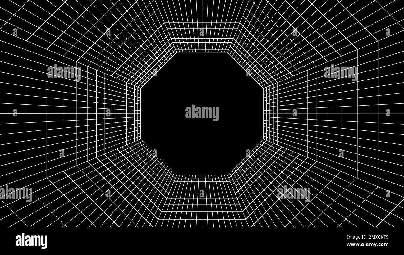 Abstract 80s styled computer background. Sci-fi architecture interior ...