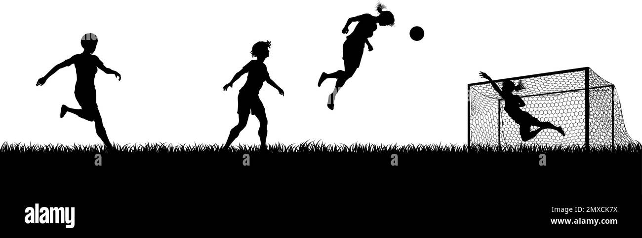 Women Soccer Football Players Scene Silhouette Stock Vector Image & Art ...