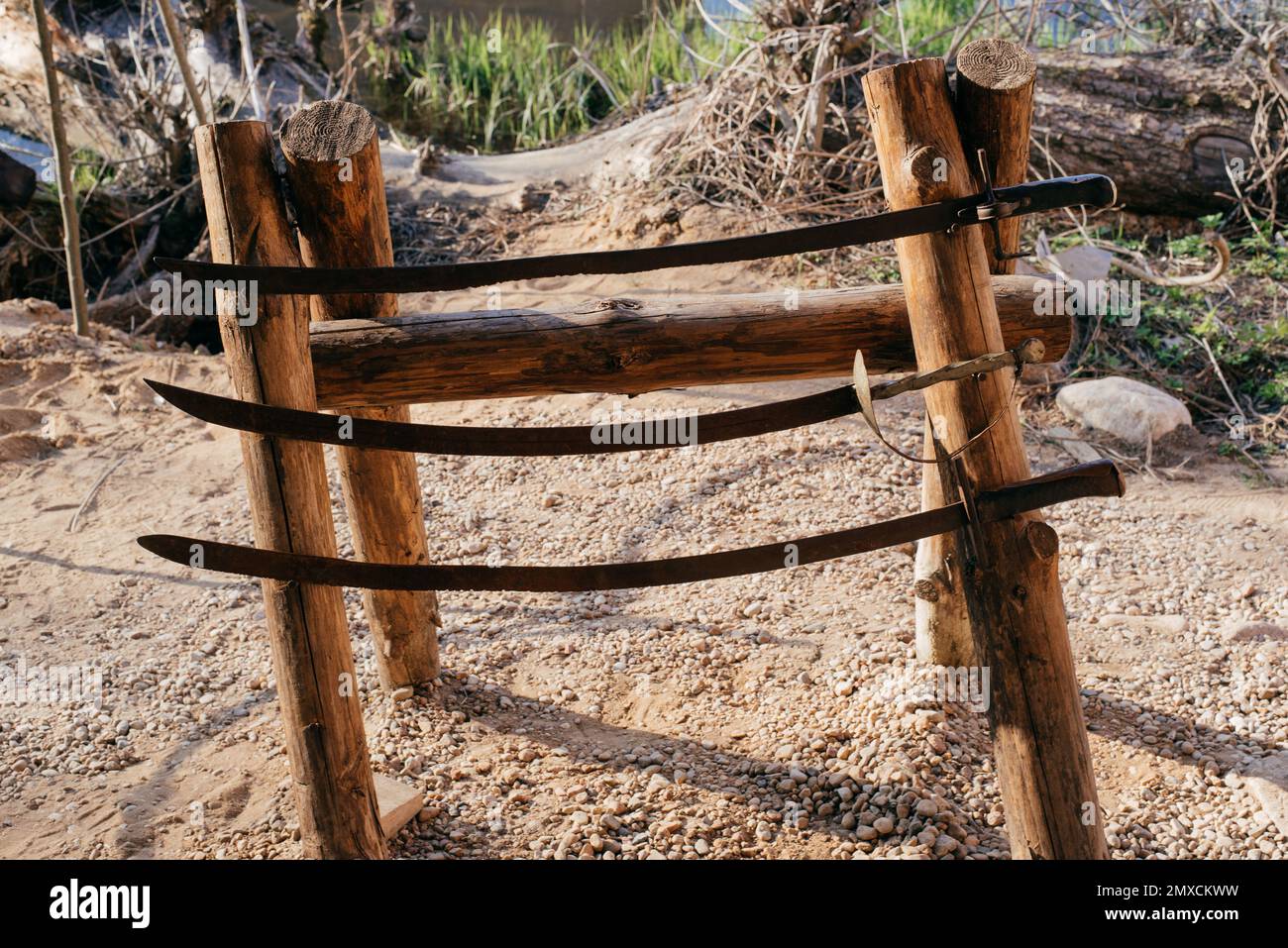 forged products sabers and knives Stock Photo - Alamy