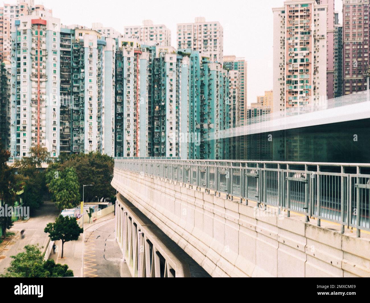 A scenic view of a bridge with modern architecture buildings on daytime ...