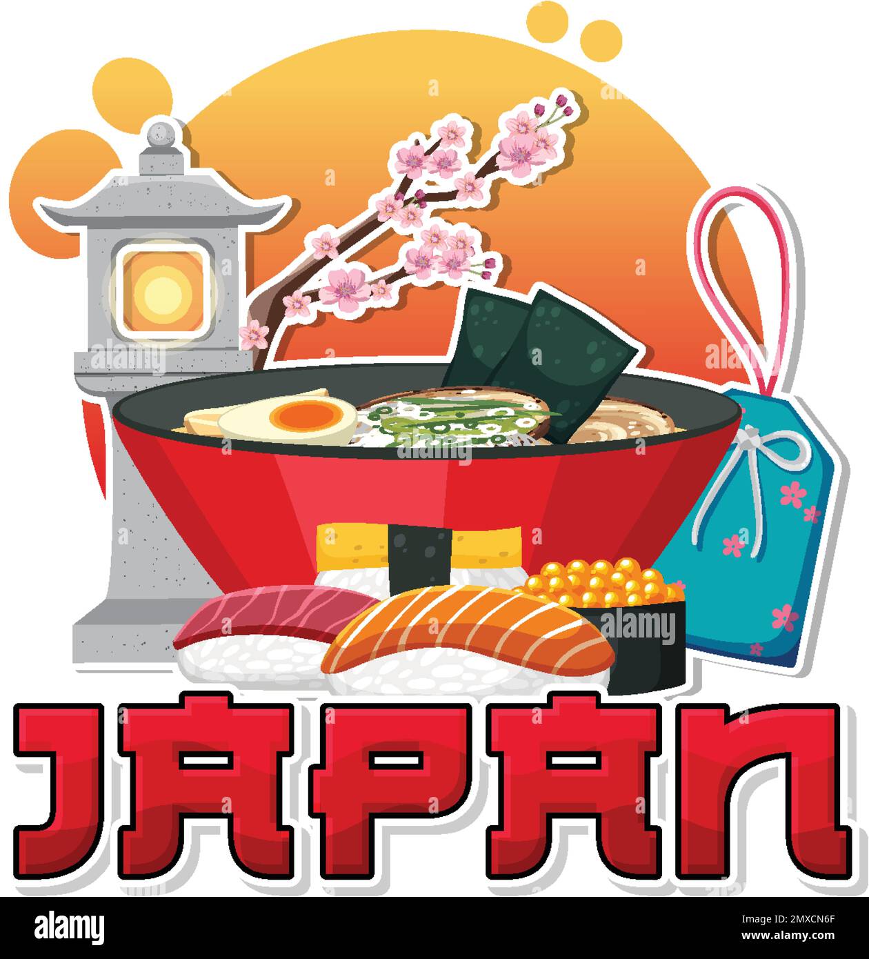 Japanese food element nation tradition symbol illustration Stock Vector ...