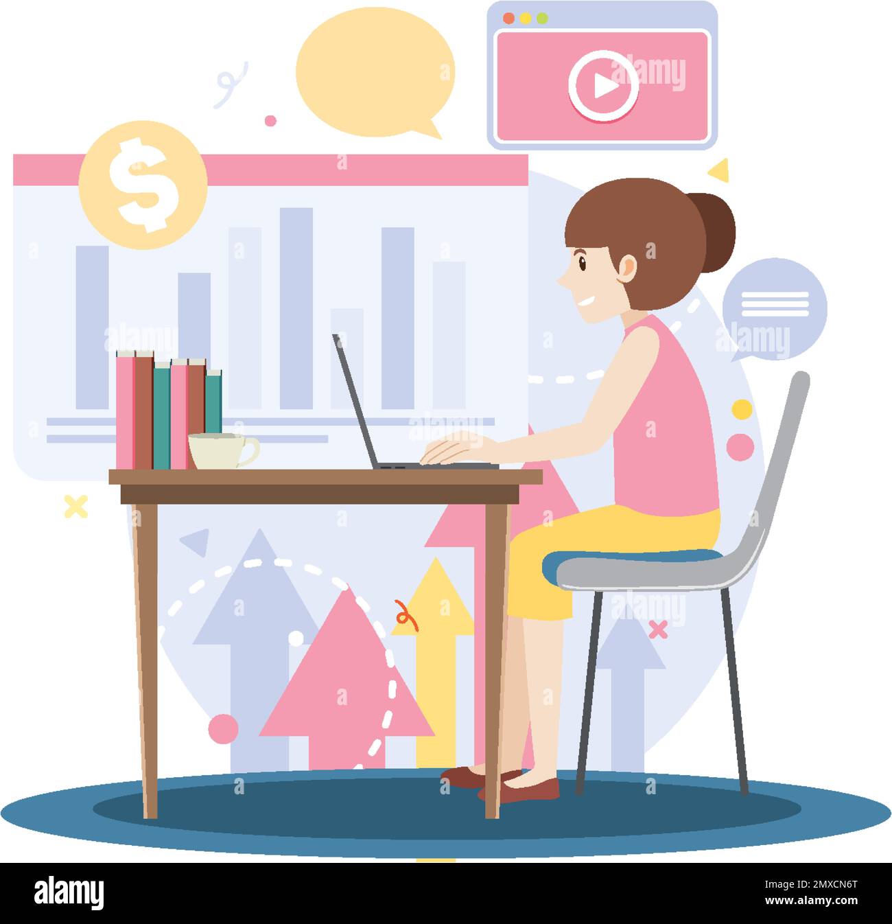 Working characters flat design for web banner illustration Stock Vector ...