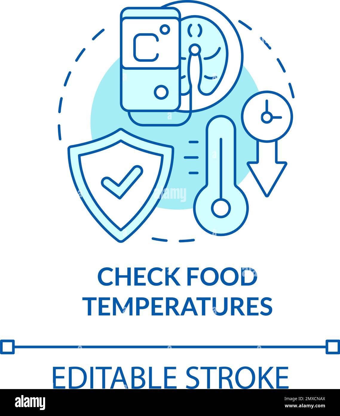 Check food temperatures turquoise concept icon Stock Vector Image & Art ...