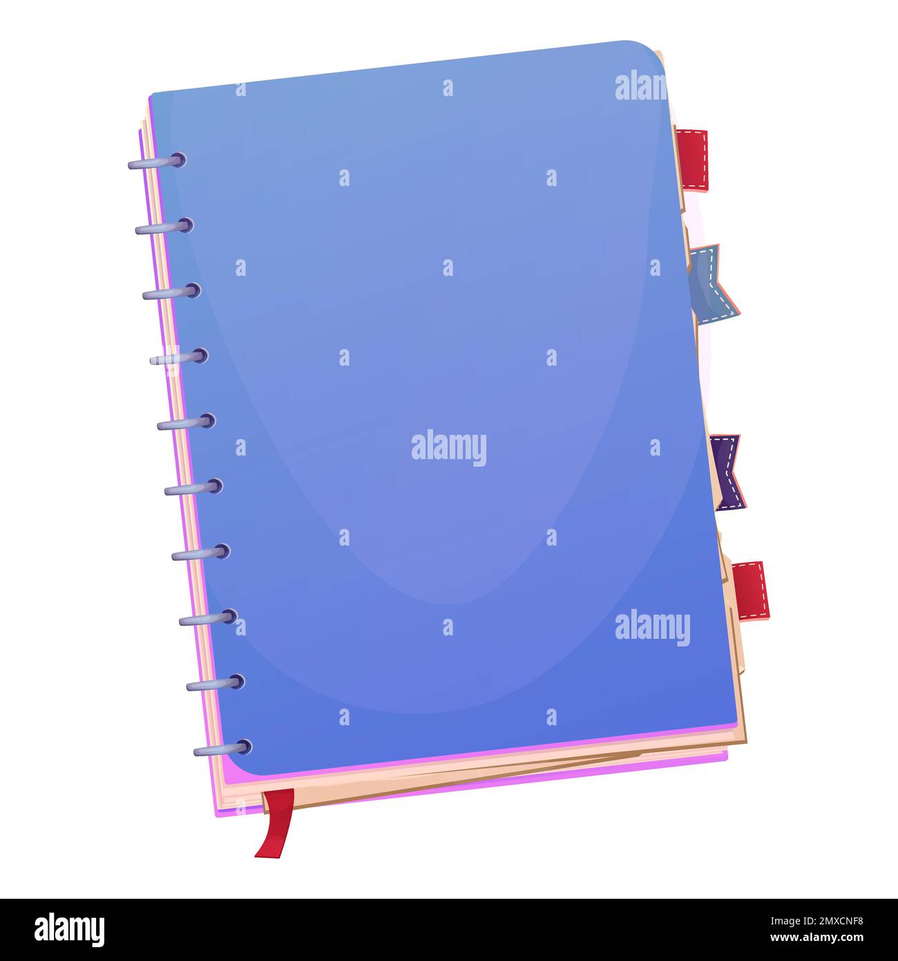 Notebook closed with spiral, marks top view in cartoon style isolated on white background ...