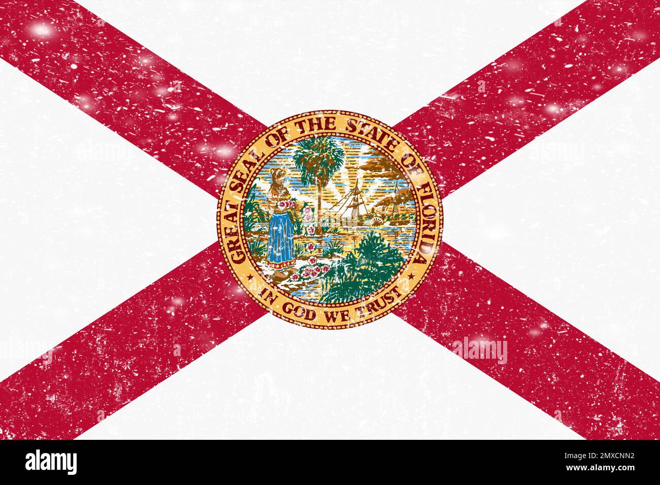New concept Florida flag White messy wall stucco texture background ...