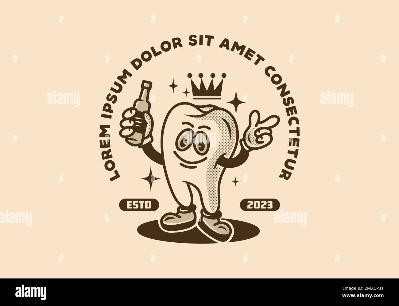 An illustration badge design of a tooth mascot character Stock Vector ...