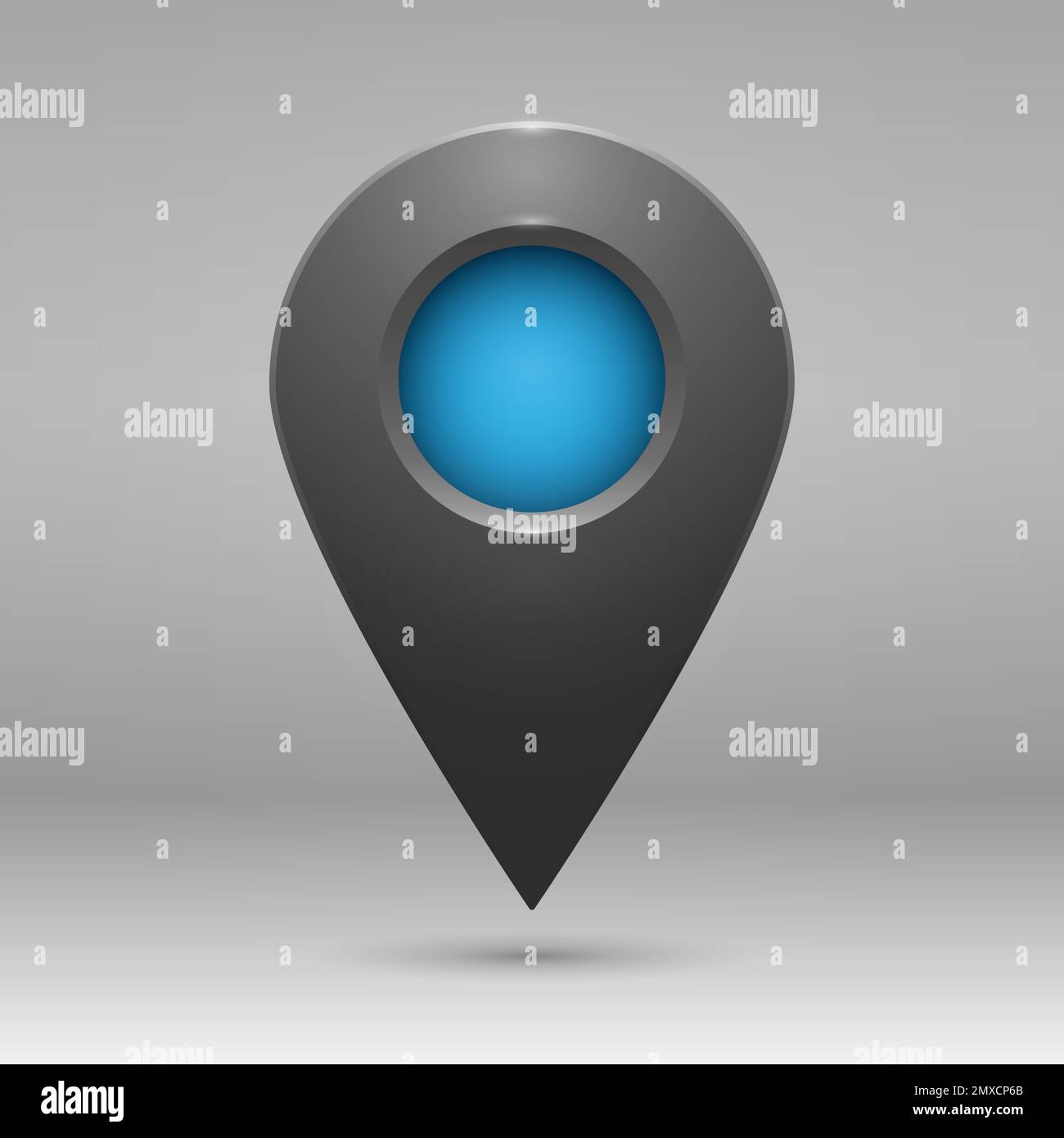 Realistic geolocation icon. Map Pin Icon on a gray gradient background ...