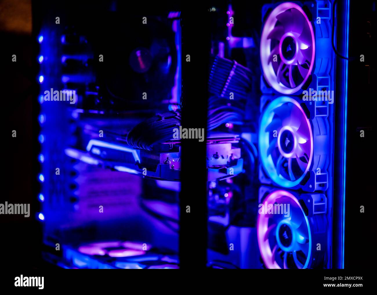 The colorful led lights of gamer pc Stock Photo - Alamy