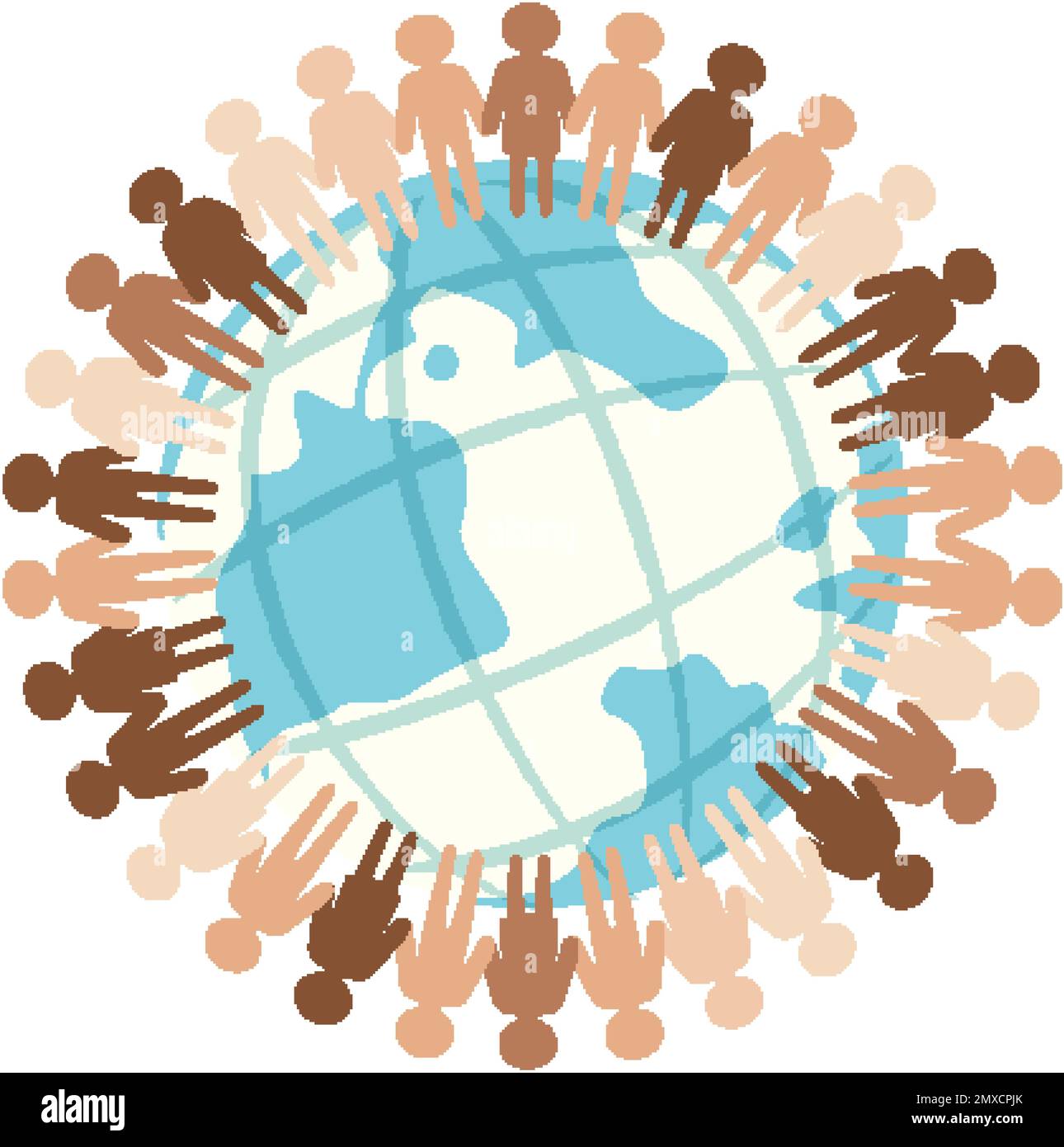 Human icon surrounding earth globe illustration Stock Vector Image ...