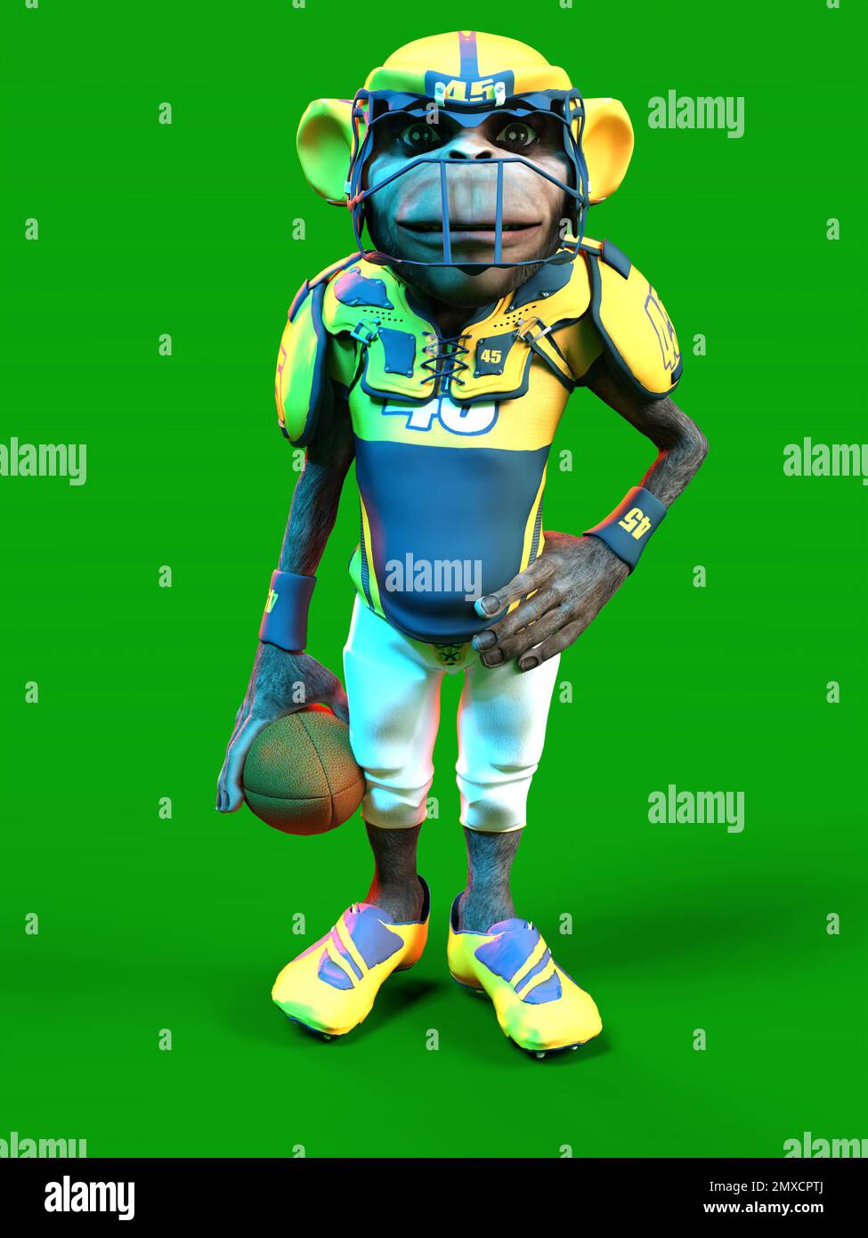 3D-illustration of a cute and funny human cartoon monkey animal as an ...