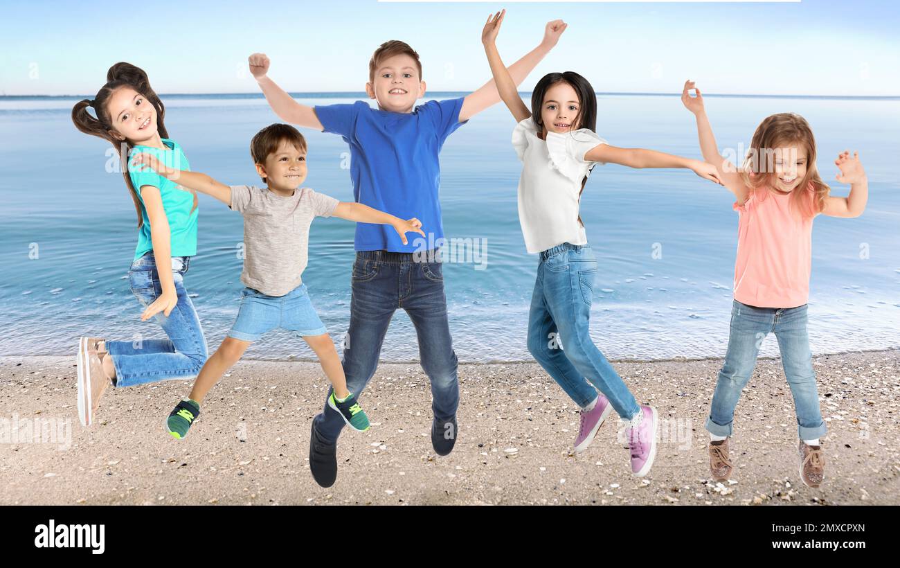 Children jumping school primary hi-res stock photography and images - Alamy