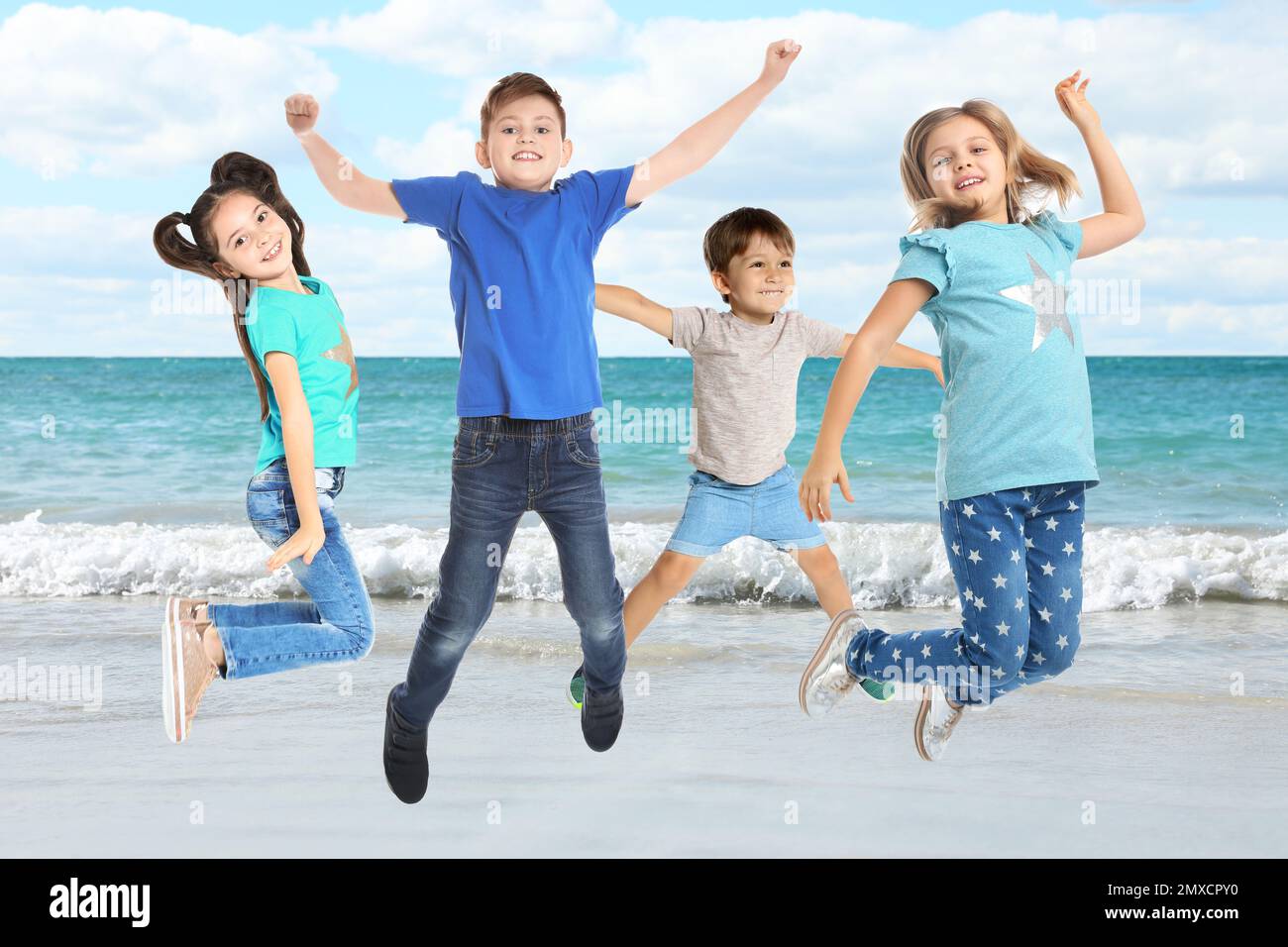 Children jumping school primary hi-res stock photography and images - Alamy