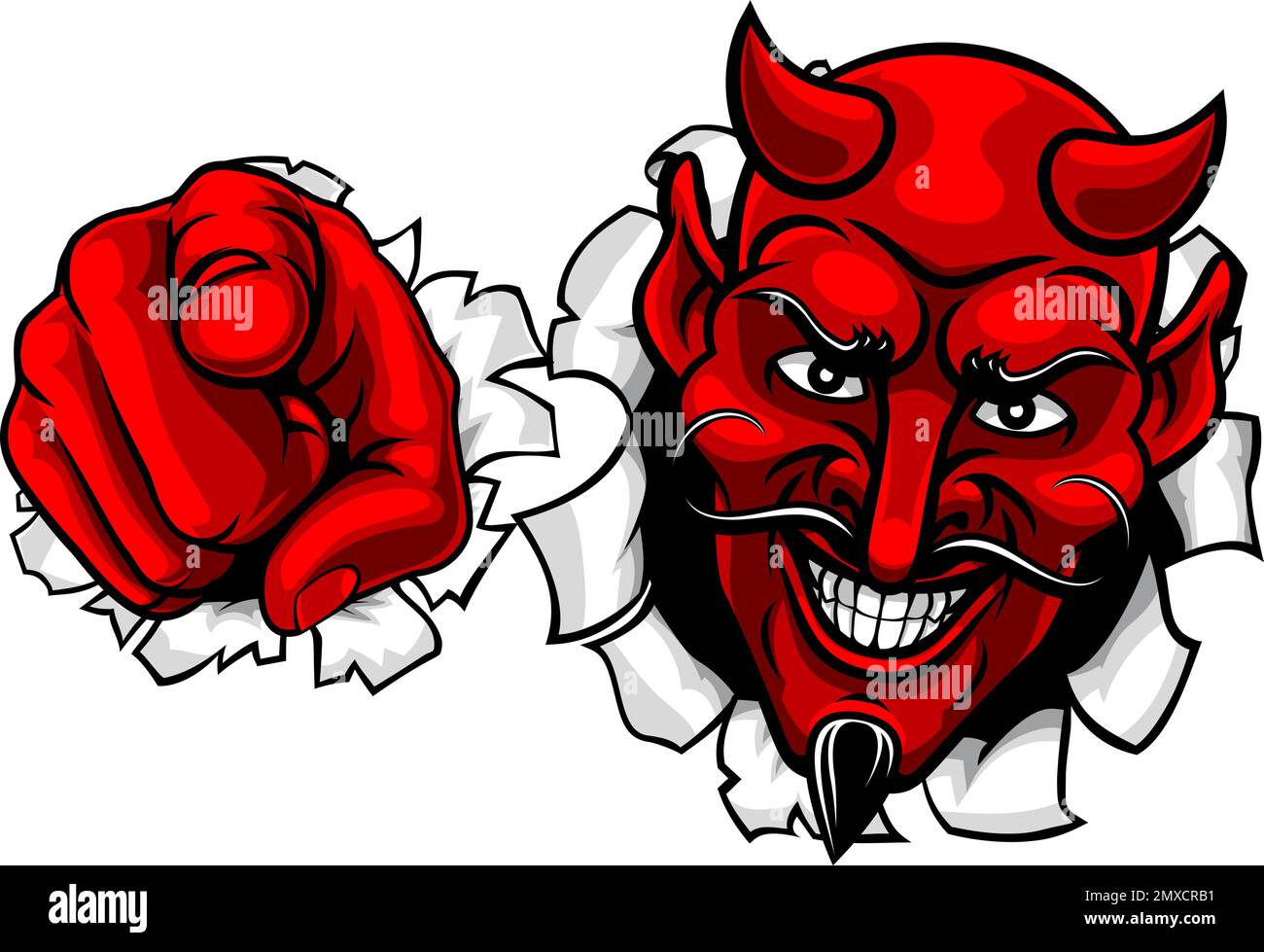 Devil Satan Mascot Cartoon Character Pointing Stock Vector Image & Art ...