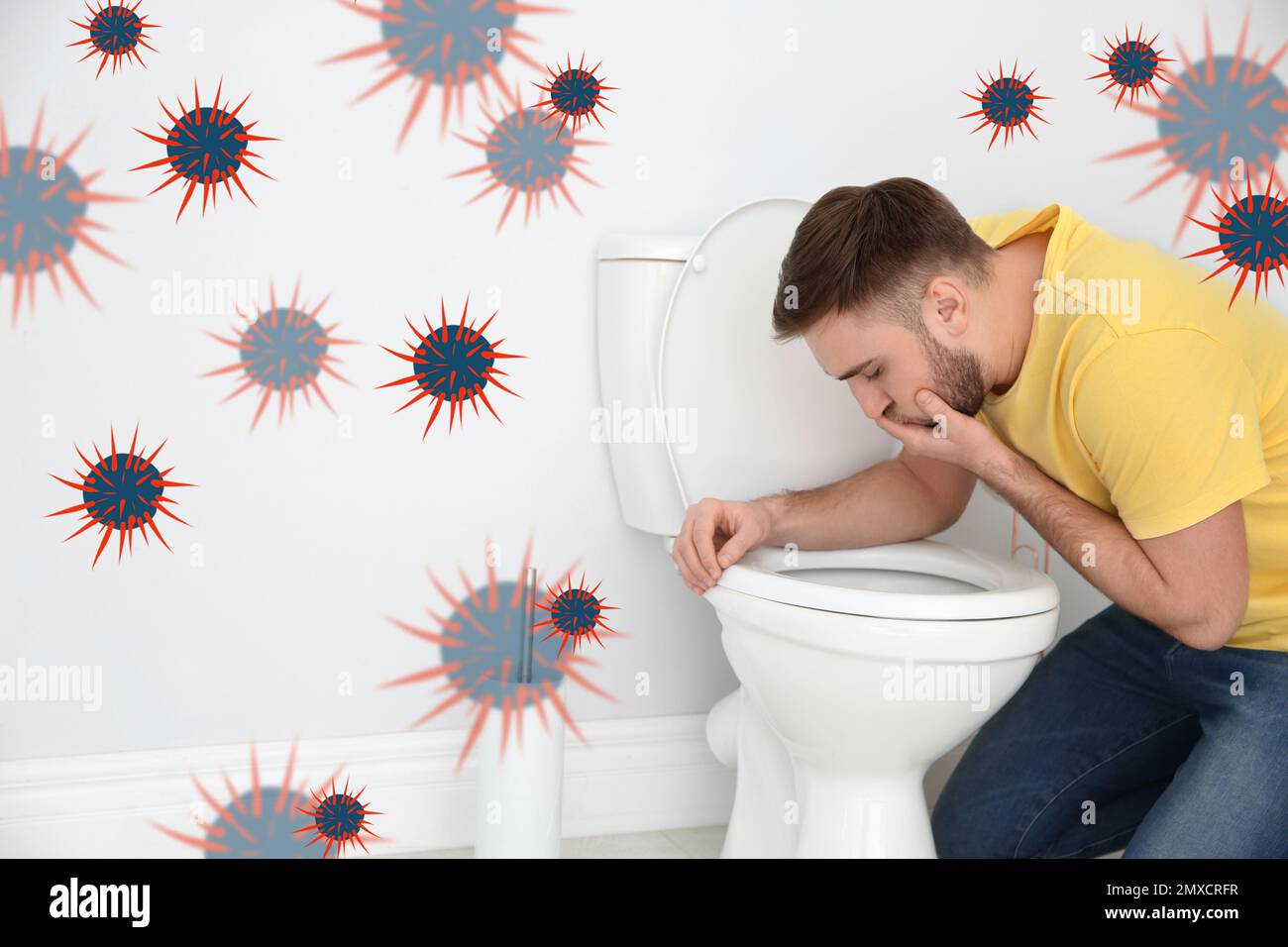 Man vomiting toilet hi-res stock photography and images - Alamy