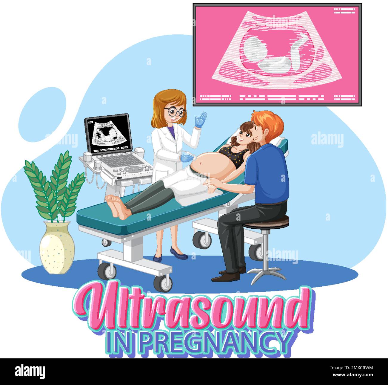 Ultrasound in pregnancy for banner or poster design illustration Stock ...