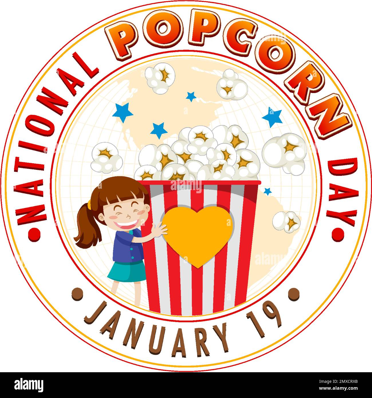 National Popcorn Day Logo Banner illustration Stock Vector Image & Art ...