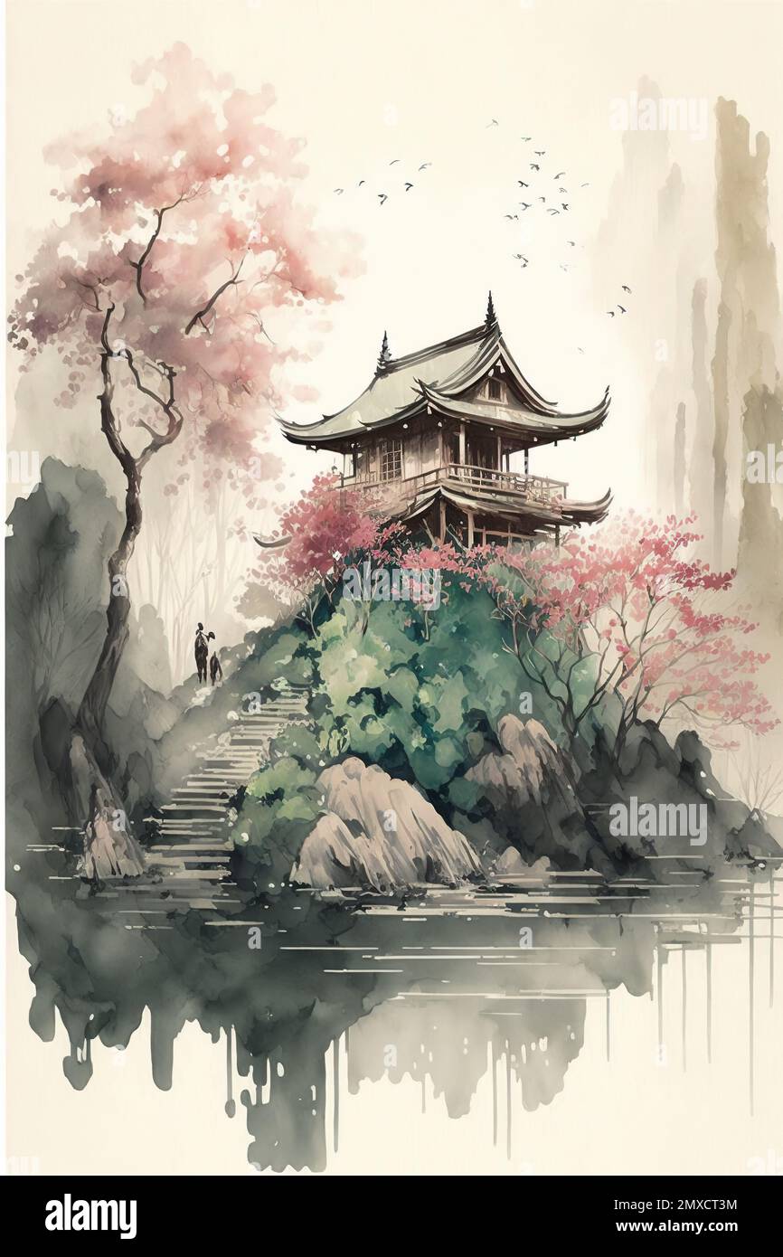 Chinese landscape drawing hi-res stock photography and images - Alamy