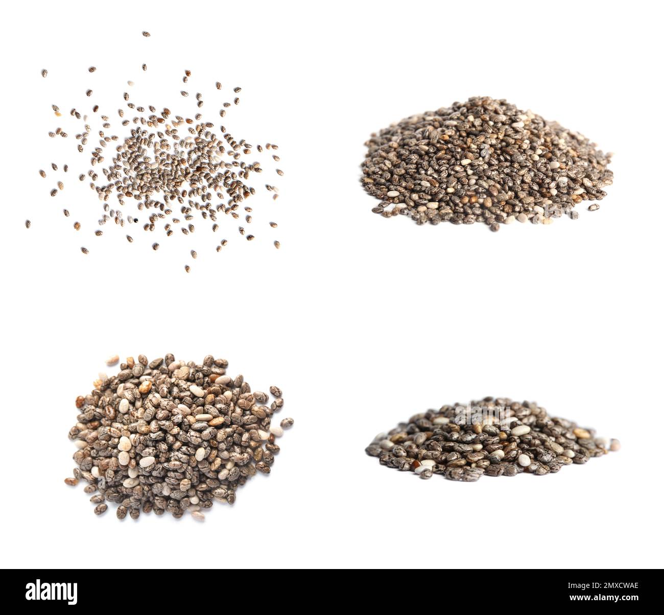Set of chia seeds on white background Stock Photo - Alamy
