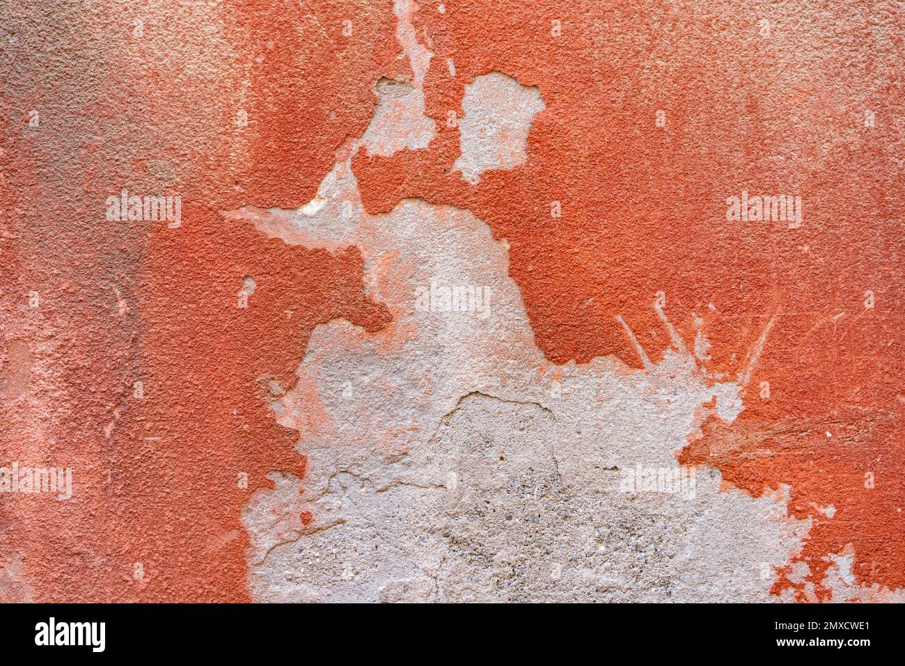 Full frame closeup shot of a red painted flaking plastering Stock Photo ...