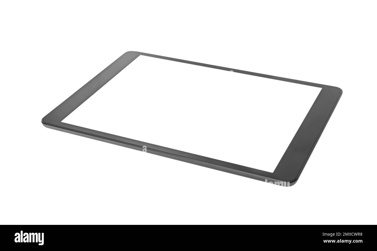 Tablet computer with blank screen isolated on white. Modern gadget ...