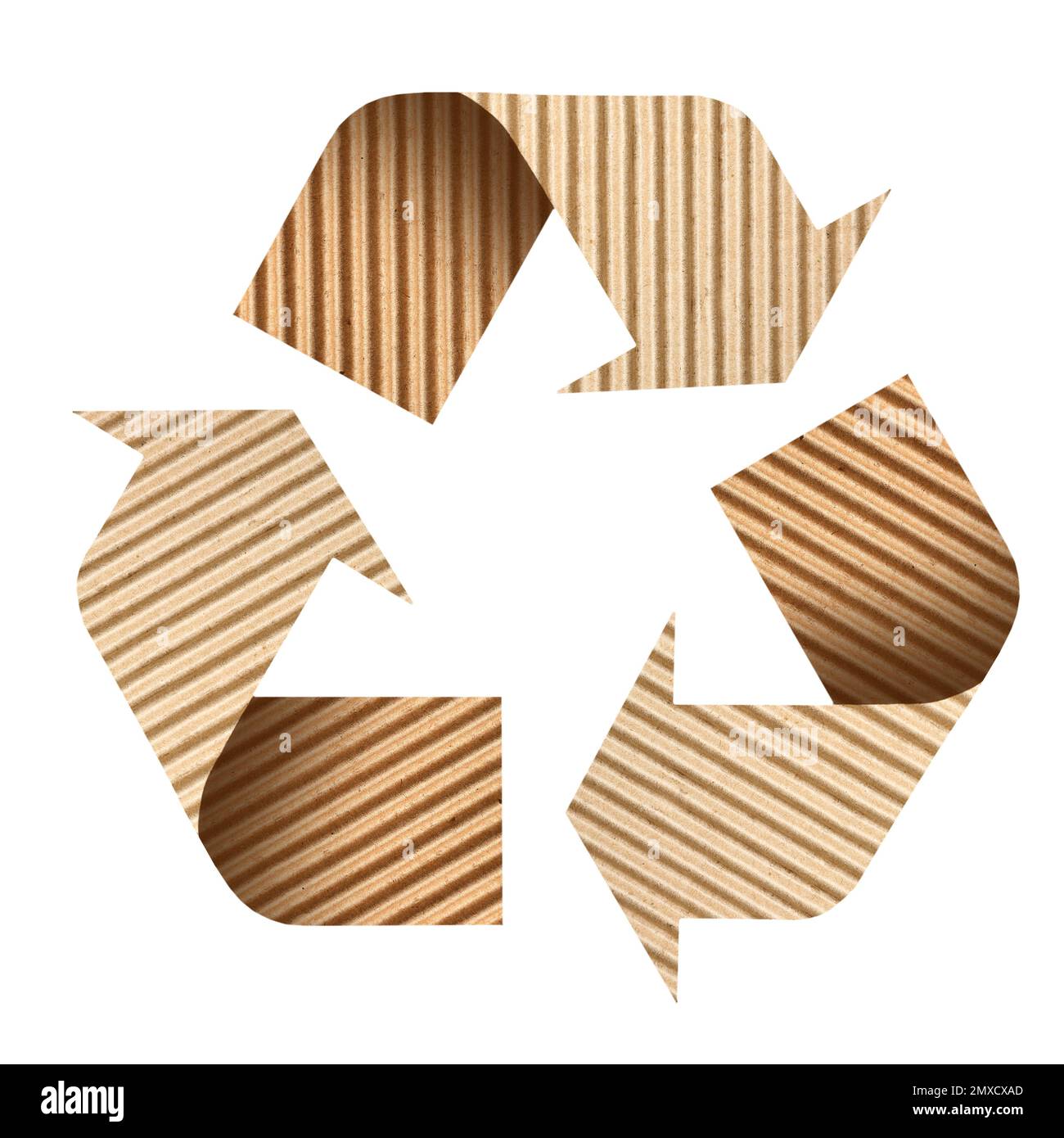 Recycling symbol made of corrugated cardboard on white background Stock Photo - Alamy