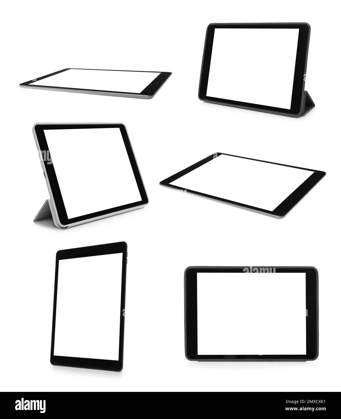 Set of tablet computers on white background Stock Photo - Alamy
