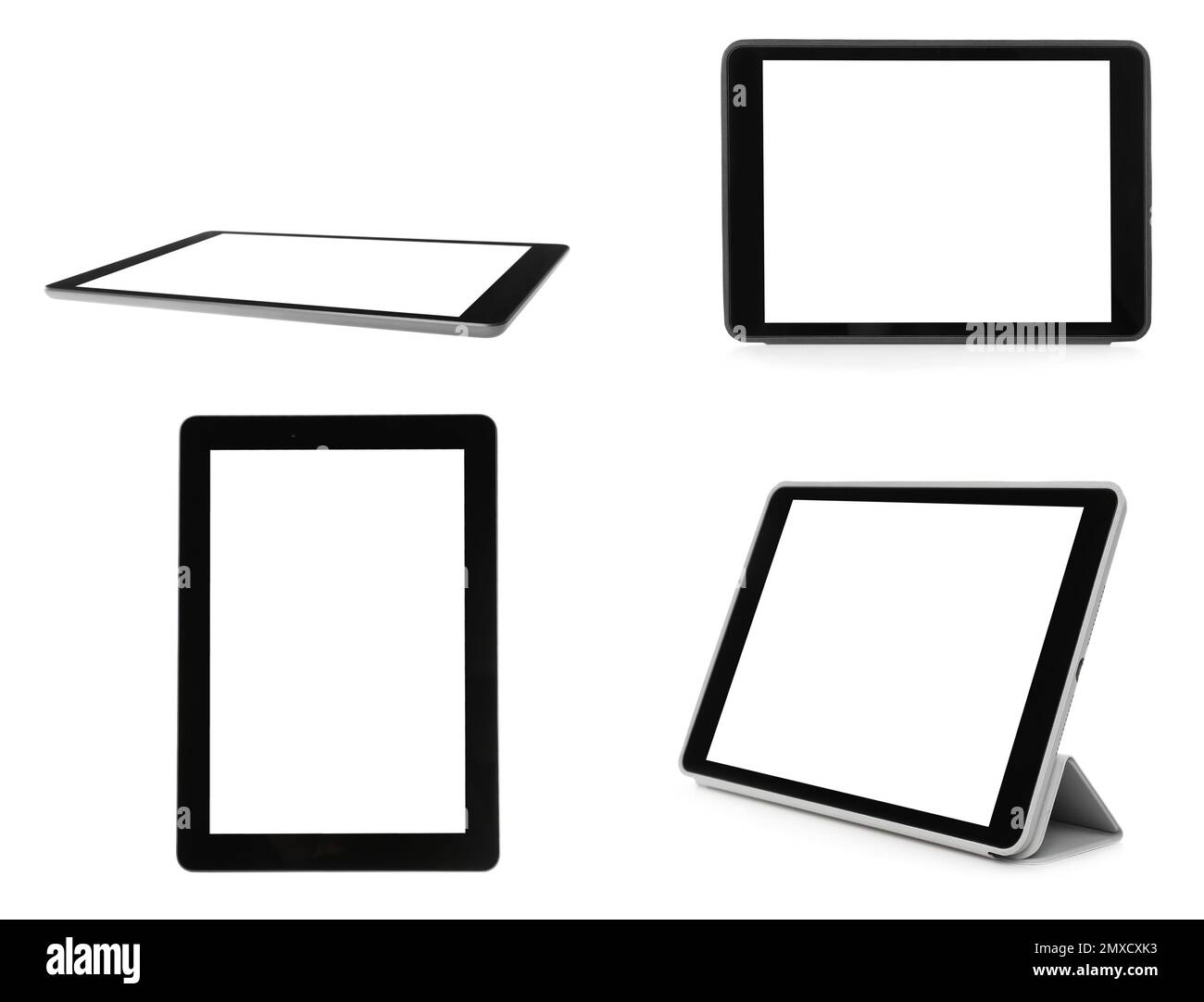 Set of tablet computers on white background Stock Photo - Alamy