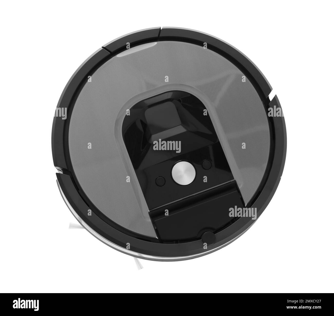 Modern robotic vacuum cleaner isolated on white, top view Stock Photo ...