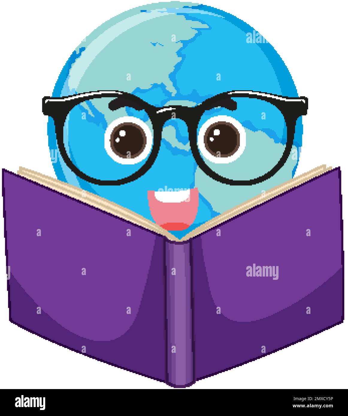 Cartoon earth globe reading book illustration Stock Vector Image & Art ...