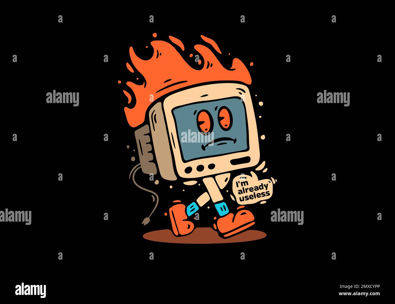 Mascot character design of a walking monitor Stock Vector Image & Art ...