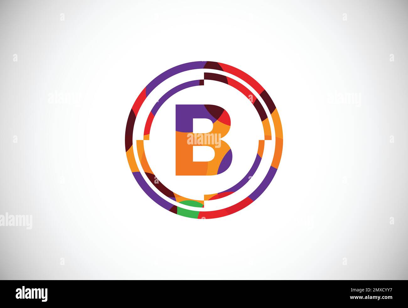 Letters B with circle frames low poly art style. English alphabet ...