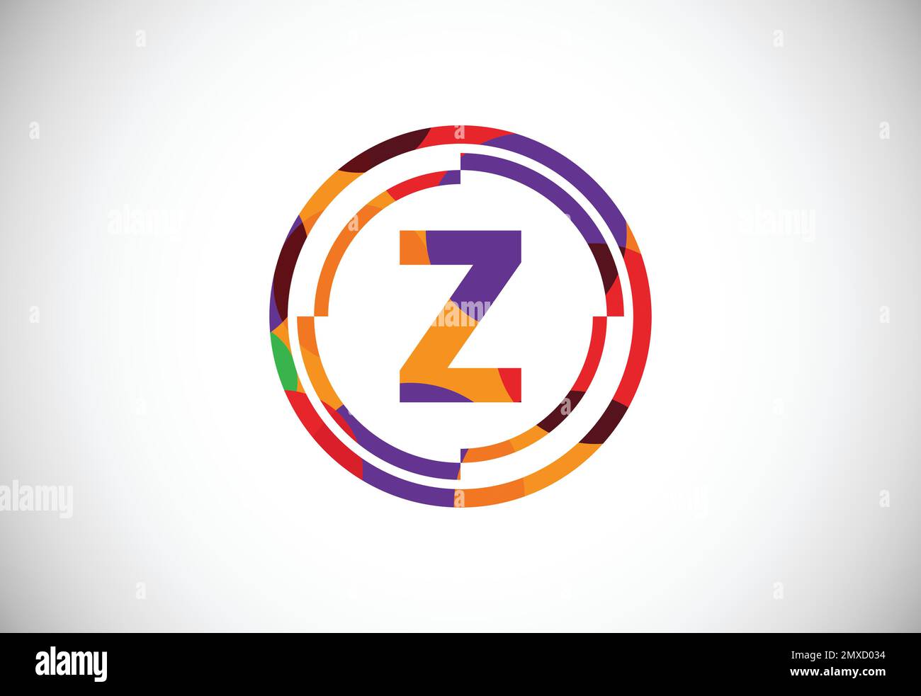 Letters Z with circle frames low poly art style. English alphabet ...