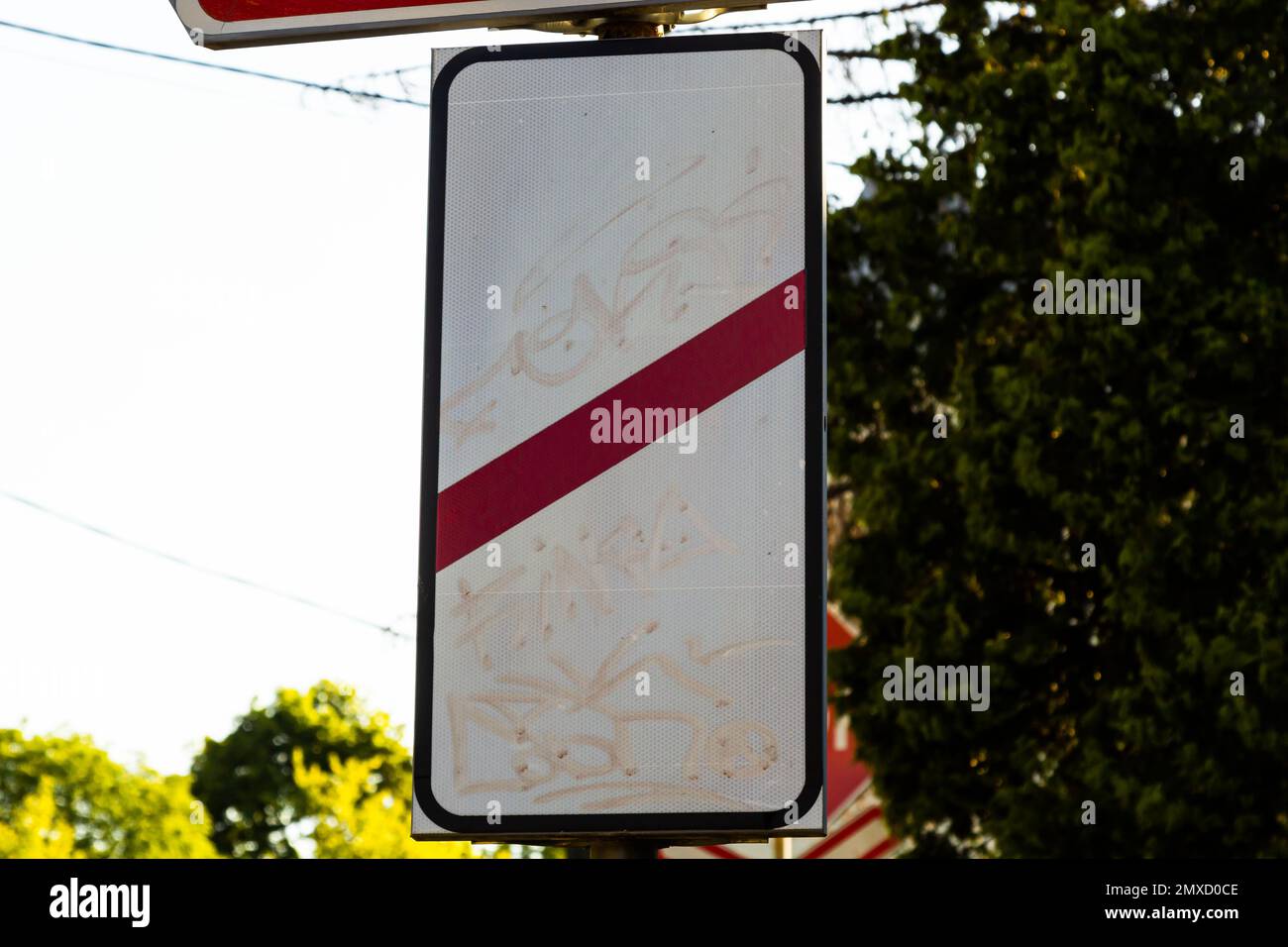 A traffic sign, warning of railway. Attention road sign warning of ...