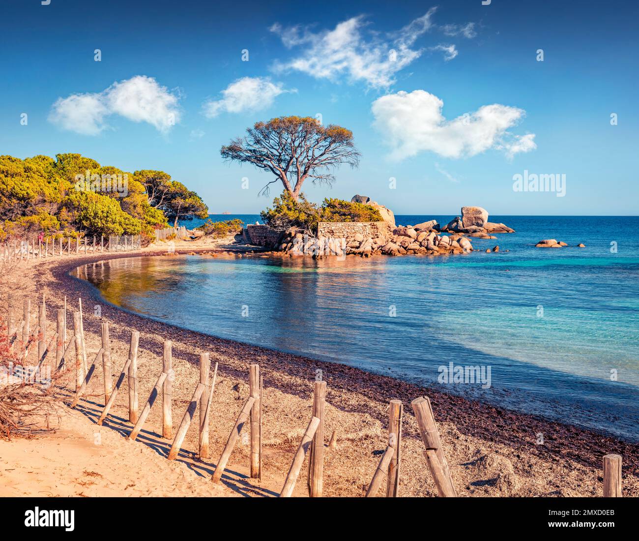 Beautiful marine scenery. Splendid summer view of Tamaricciu beach ...