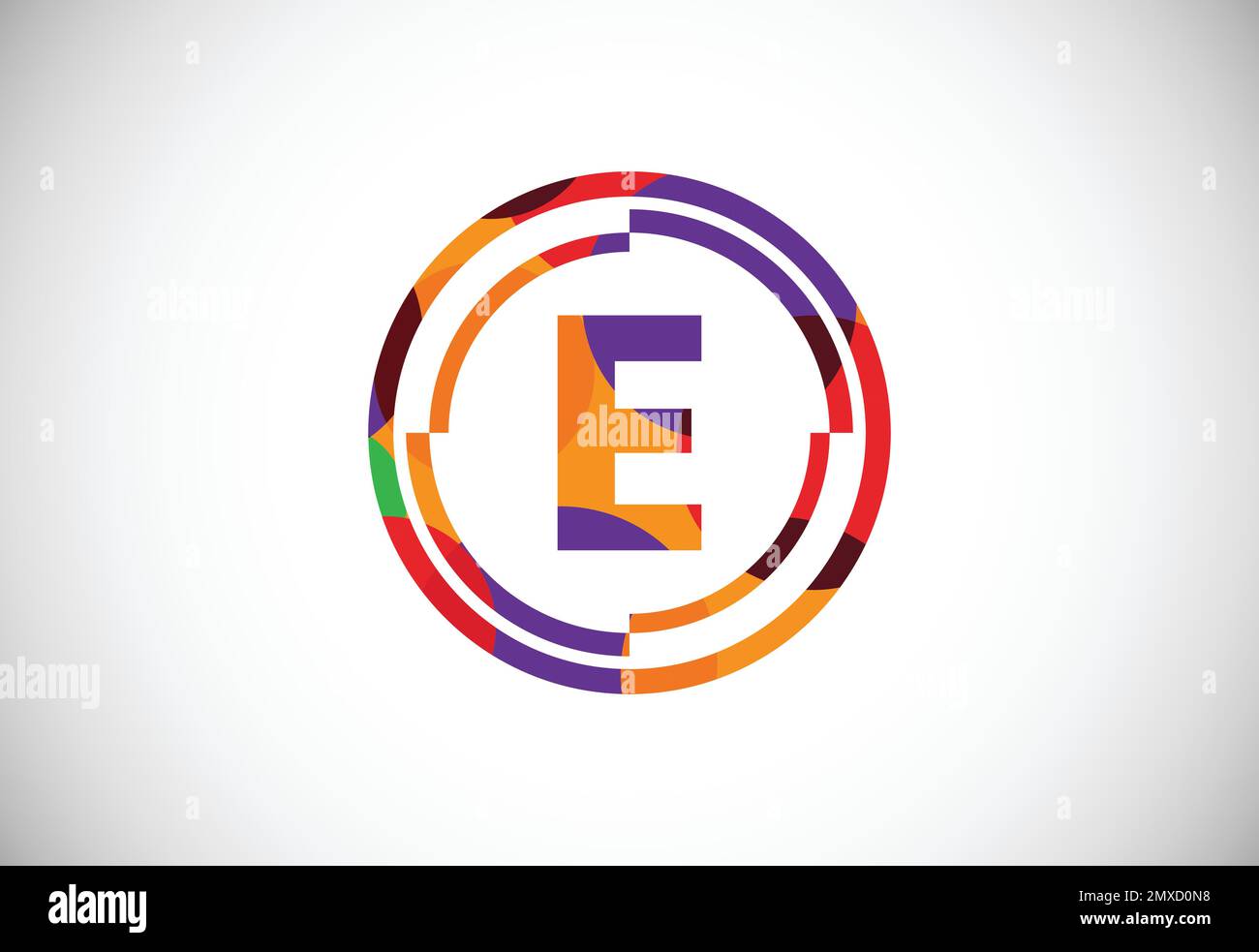 Letters E with circle frames low poly art style. English alphabet ...