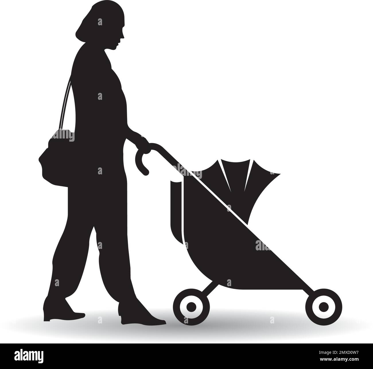 mother with stroller icon in a simple style icon Stock Vector Image ...