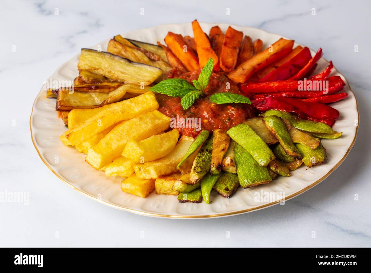 Turkish style mixed vegetable fried (Karisik Kizartma Stock Photo - Alamy