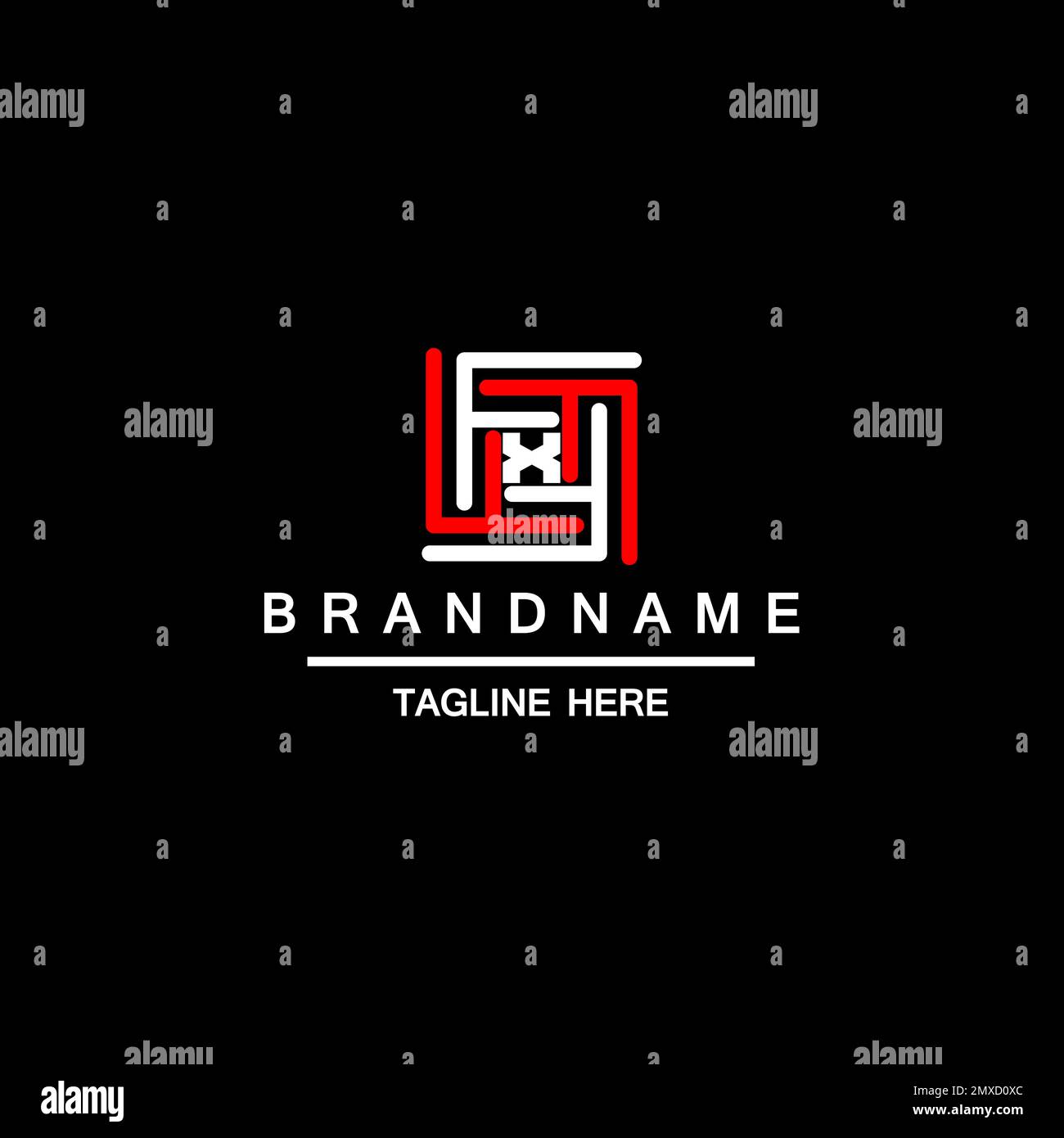 Letter X logotype with Three Line, Square and Circle shape Maze ...