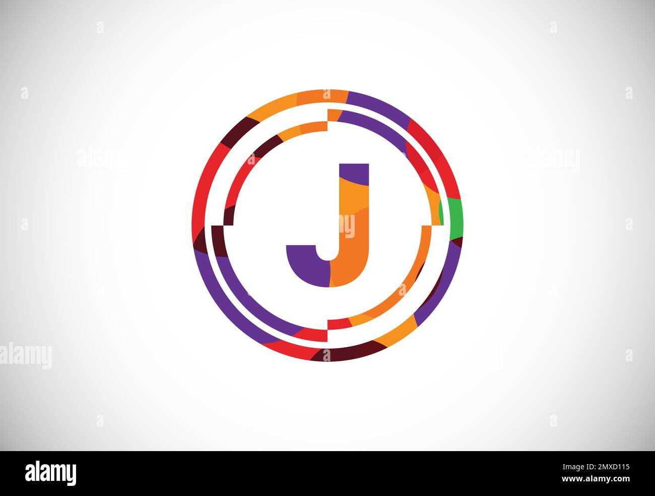 Letters J with circle frames low poly art style. English alphabet ...