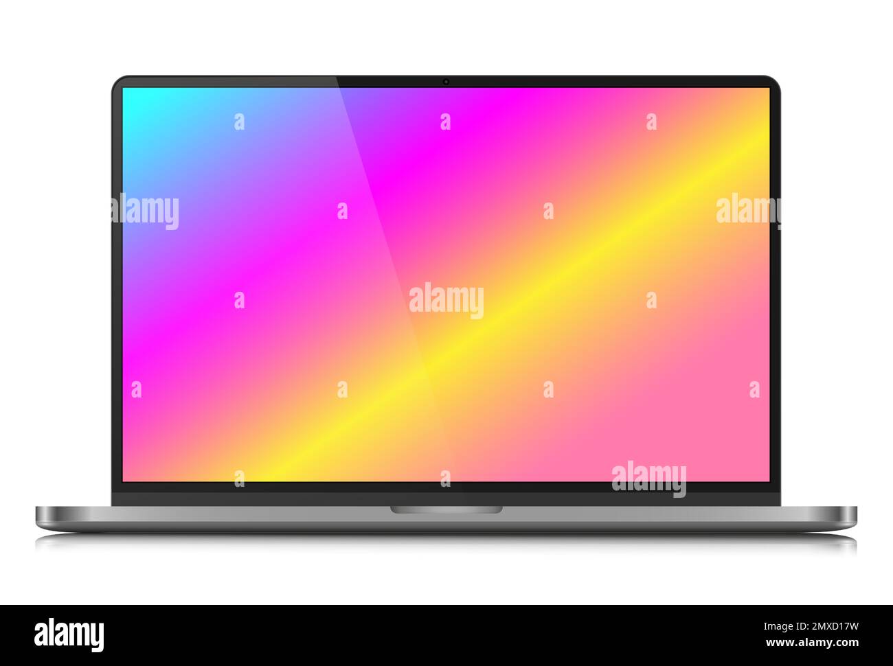 The layout of a modern laptop in a silver thin metal case. Realistic ...