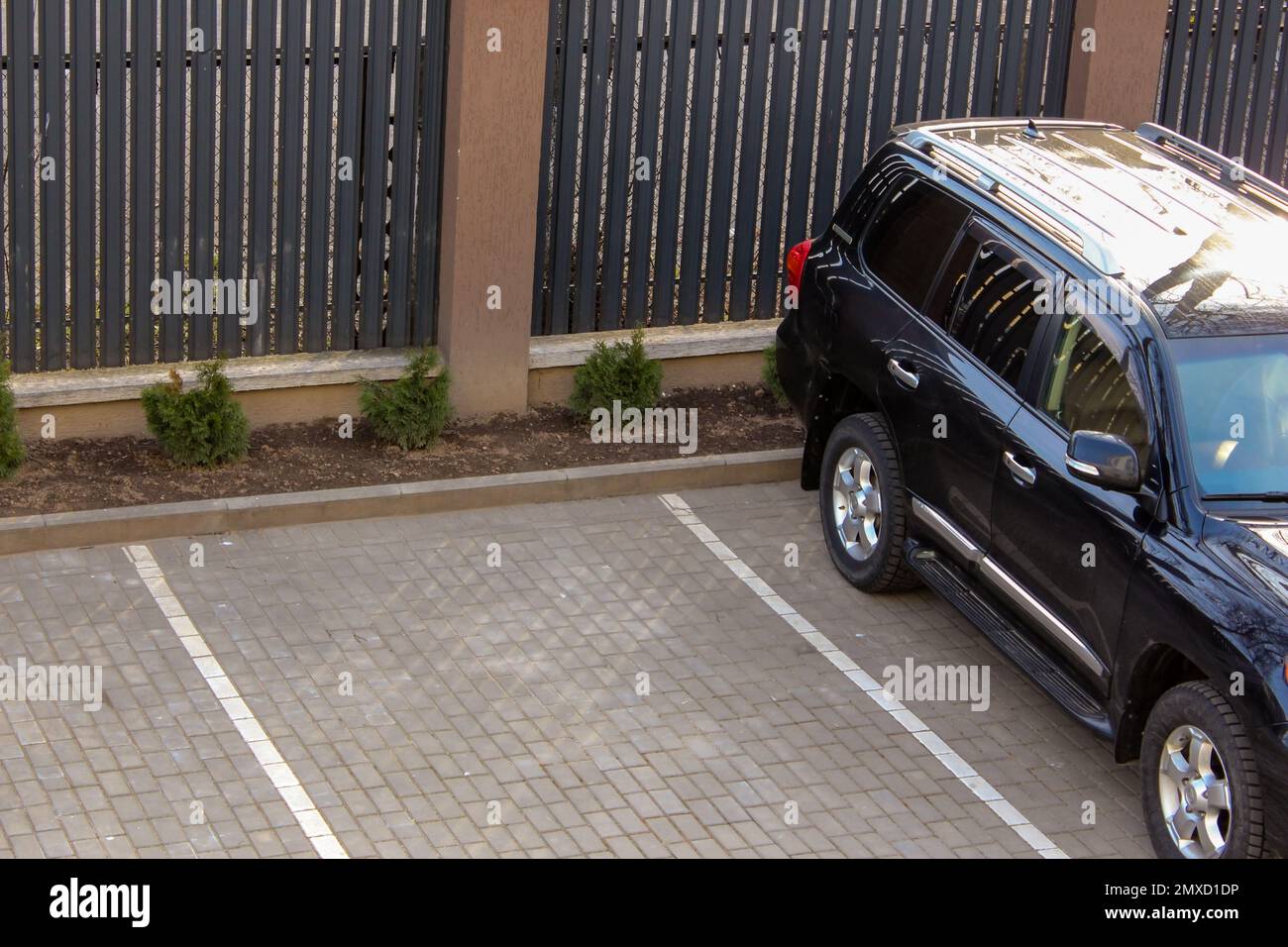 Vacant Parking Lot in the courtyard of an apartment building near the ...