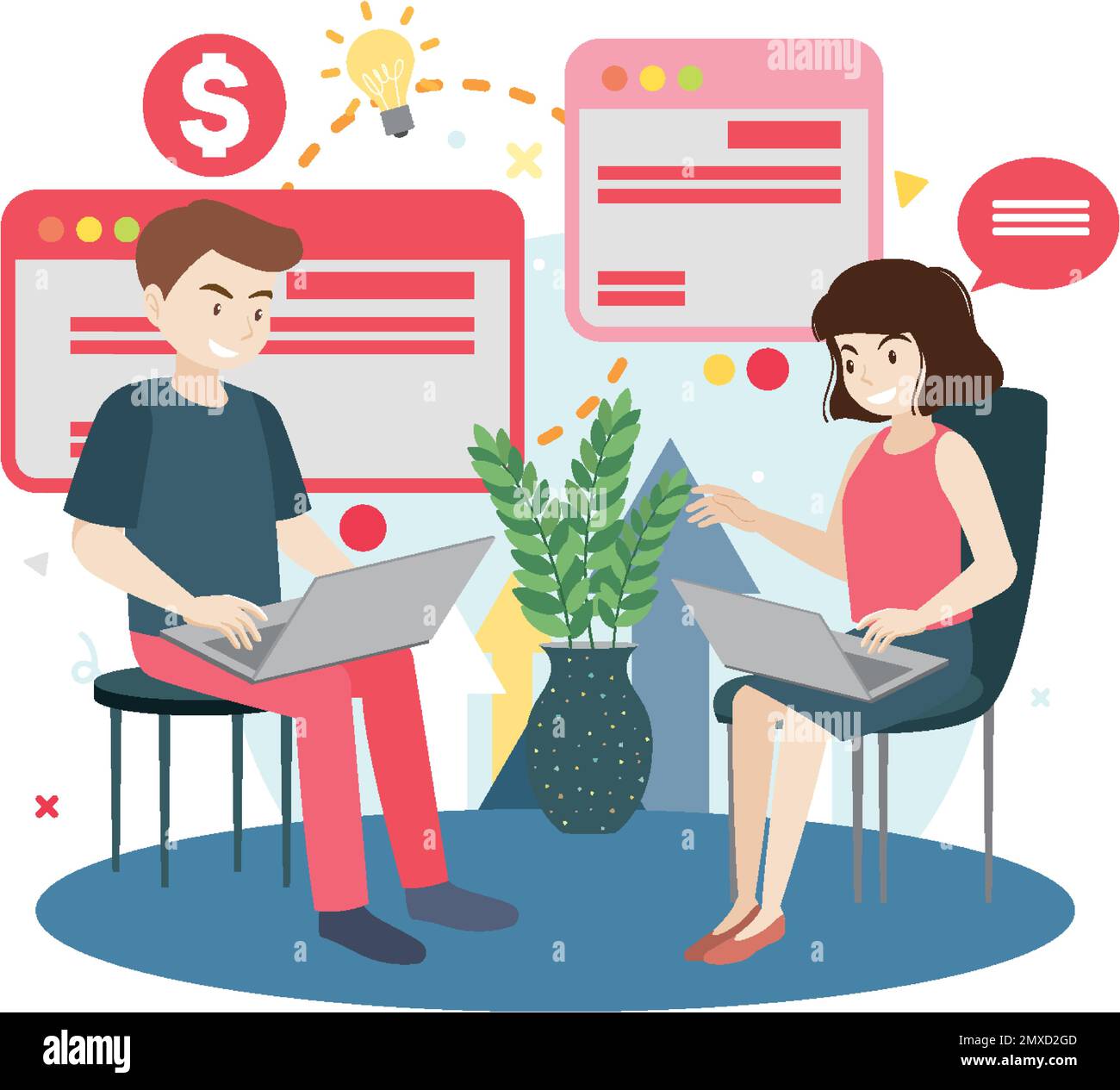 Working characters flat design for web banner illustration Stock Vector ...