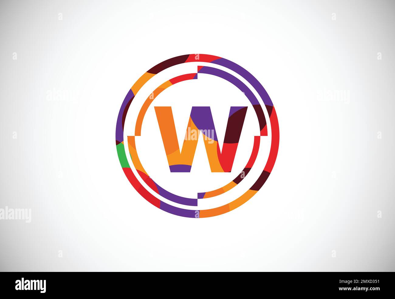 Letters W with circle frames low poly art style. English alphabet ...