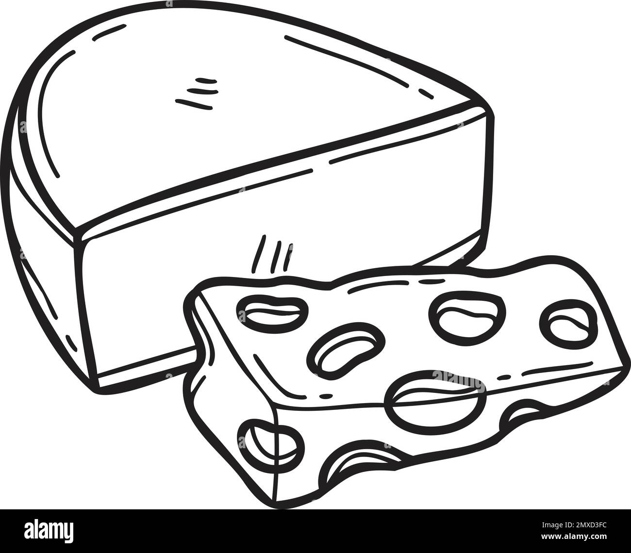 Hand Drawn sliced cheese illustration in doodle style isolated on ...