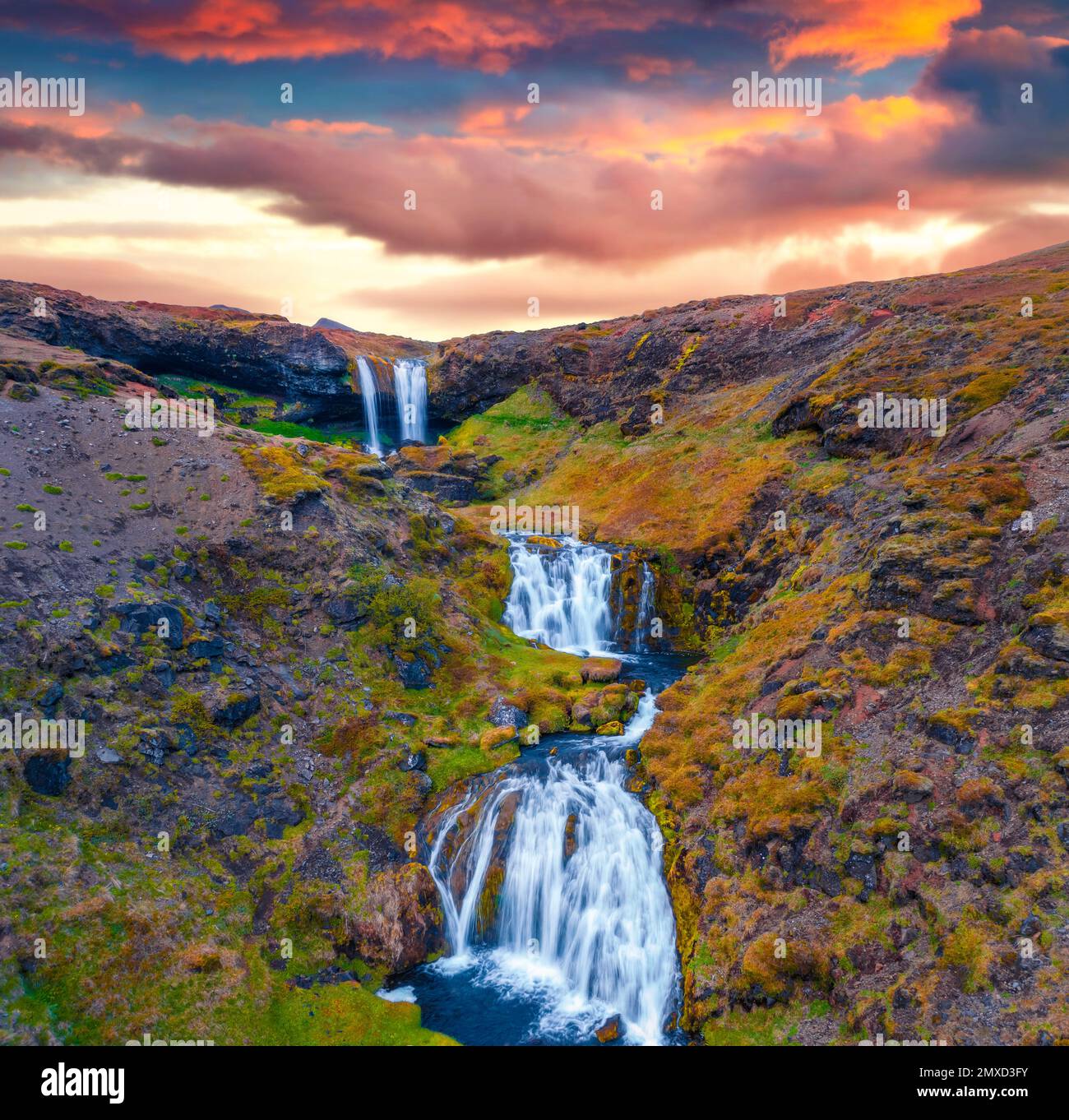 Aerial landscape photography. Wonderful summer view from flying drone ...